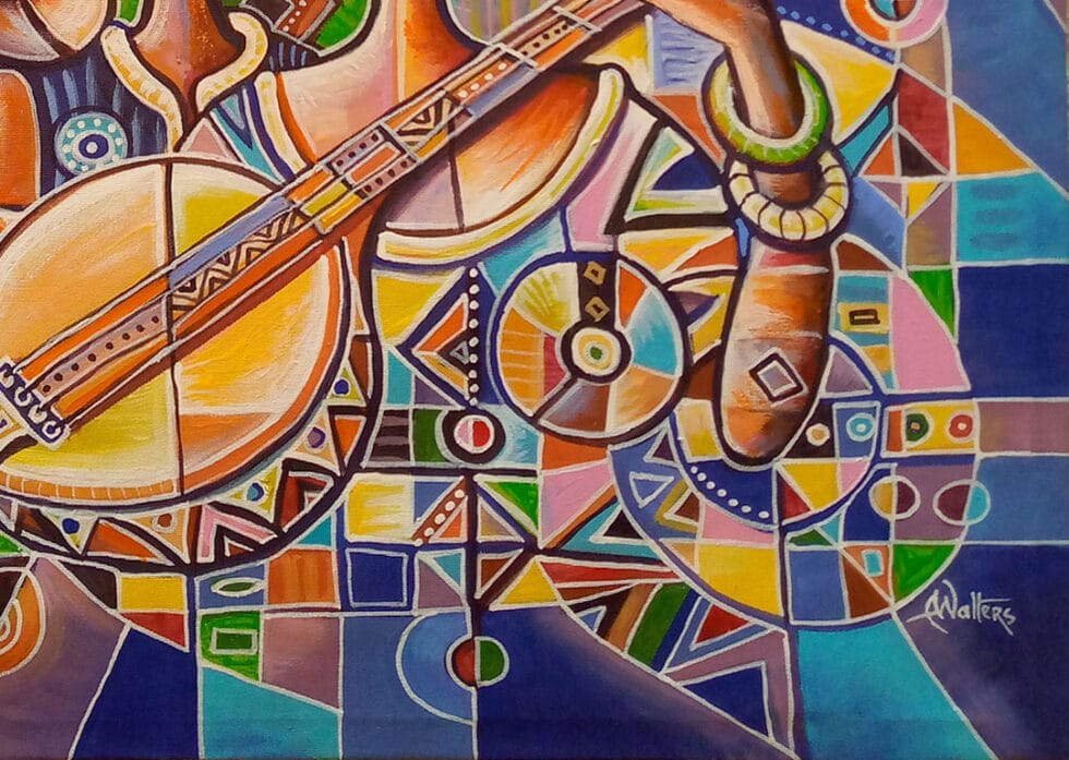 Banjo Players II | Art Cameroon African Paintings