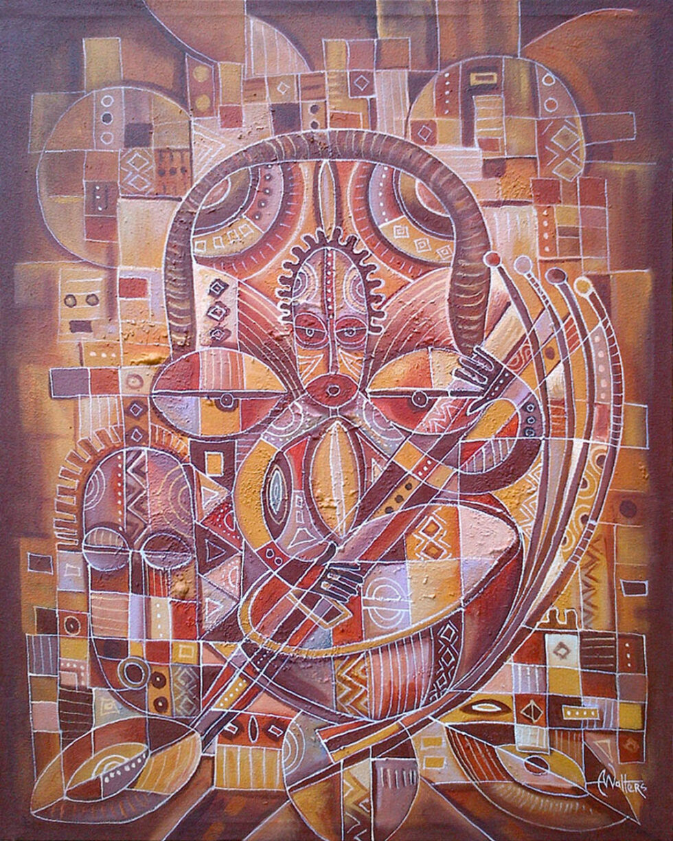 The Kora Player VII | Art Cameroon African Paintings