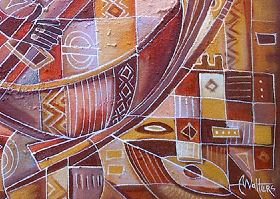 The Kora Player VII | Art Cameroon African Paintings