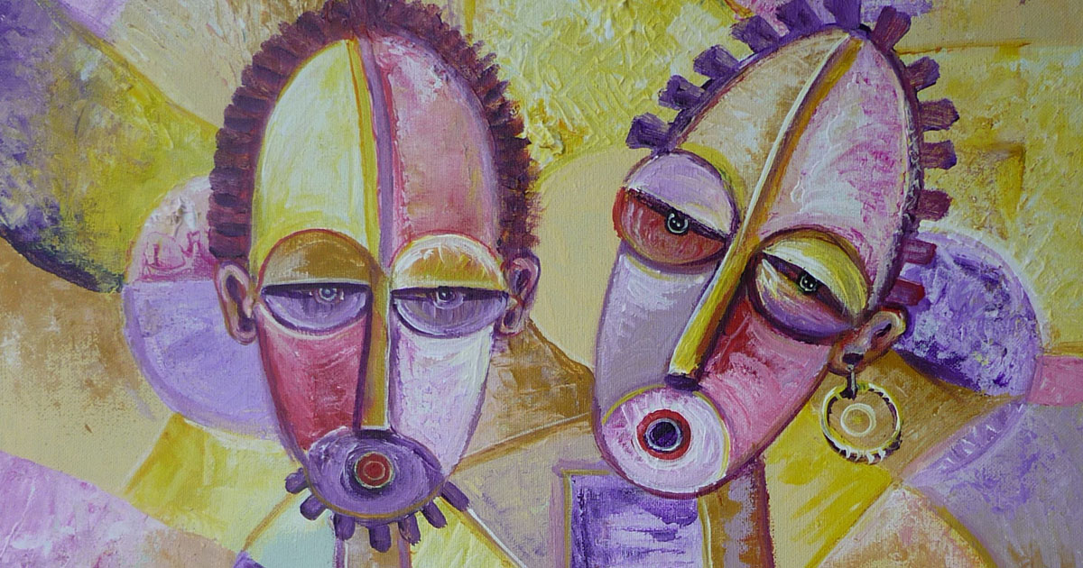The Couple III | Art Cameroon African Paintings