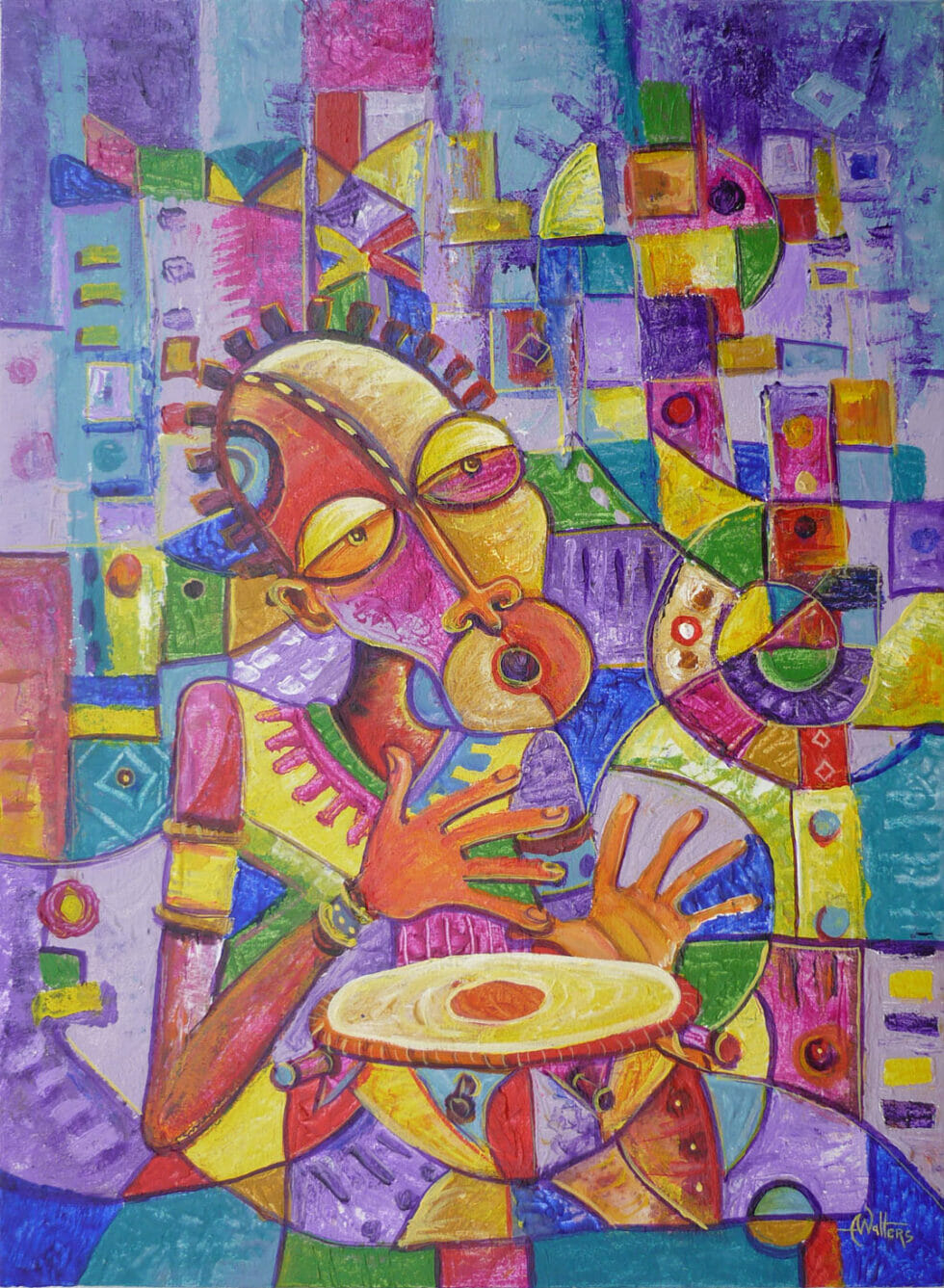 The Drummer IX • Art Cameroon African Paintings