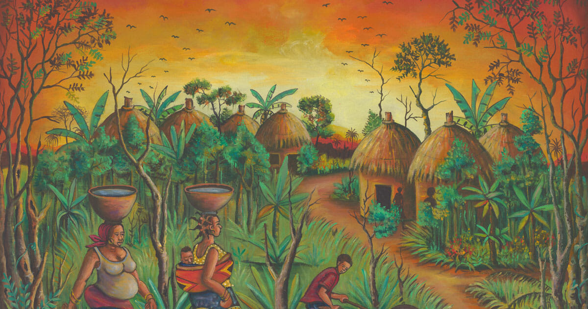Village | Art Cameroon African Paintings